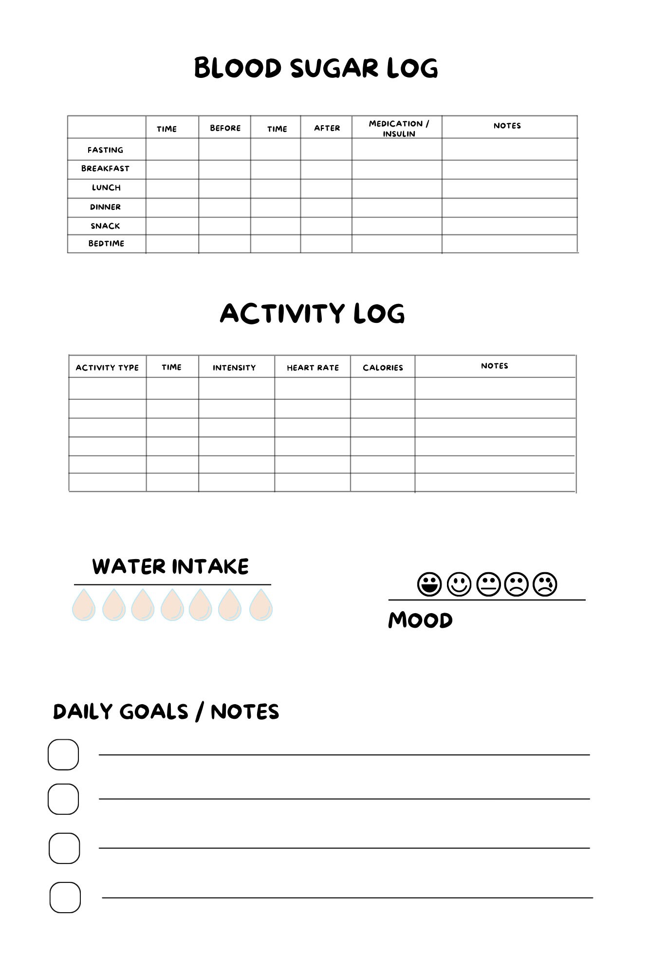 blood-sugar-log-book-blood-glucose-tracker-bundle-food-log-activity