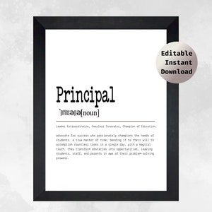 Principal Gift, Principal Printable Sign, Editable School Principal ...