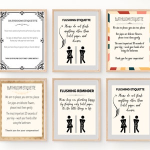 Bathroom Sign, Printable Bathroom Sign, Bathroom Poster, Washroom Rules ...