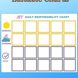 Editable Kids Daily Responsibilities Cards and Chart, Printable Routine ...