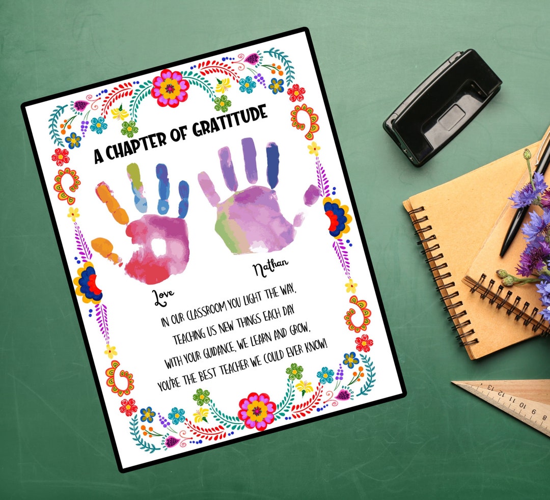 Teacher Appreciation Gift Handprint, Teacher Card Printable, Teacher ...