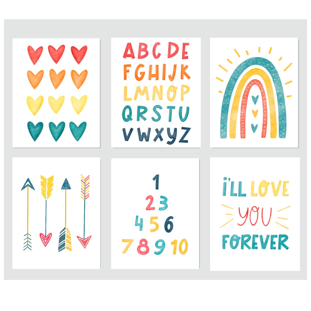 Kids Wall Art, Playroom Decor, Alphabet, Numbers, Shapes, Classroom ...