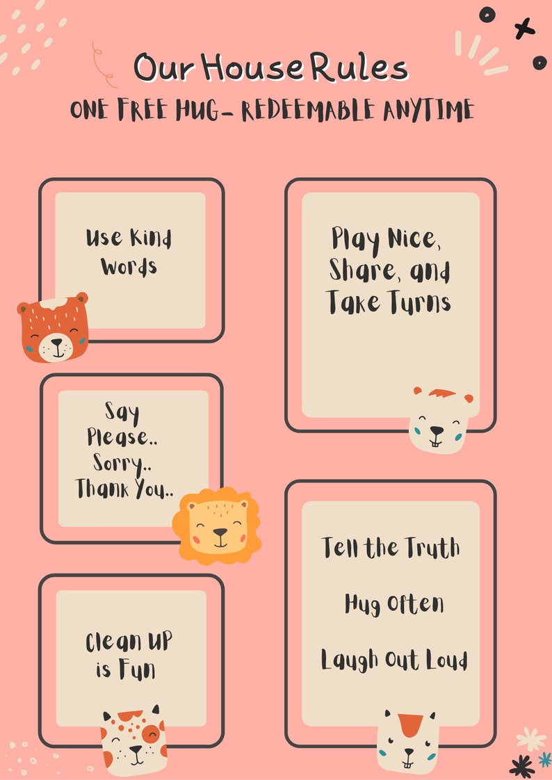 Kids Rules Poster, Family Rules, Playroom Rules, Behavior Print, Kids ...