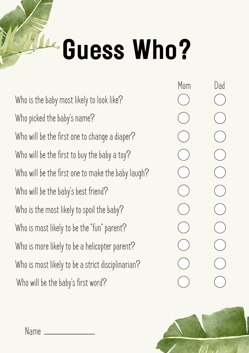 Guess Who Baby Shower Game, Baby Shower Games, Baby Shower, Printable ...