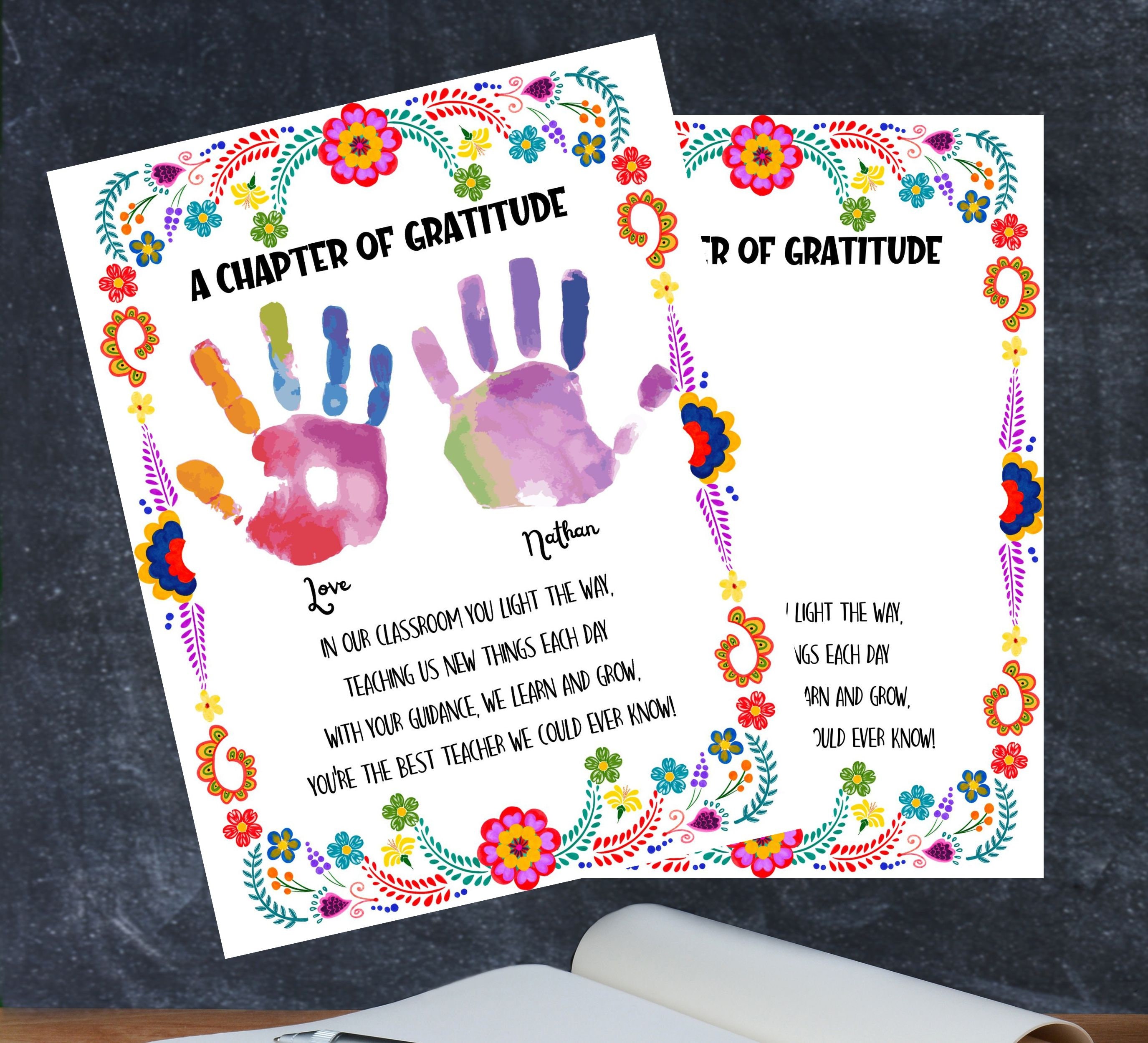 Teacher Appreciation Gift Handprint, Teacher Card Printable, Teacher ...