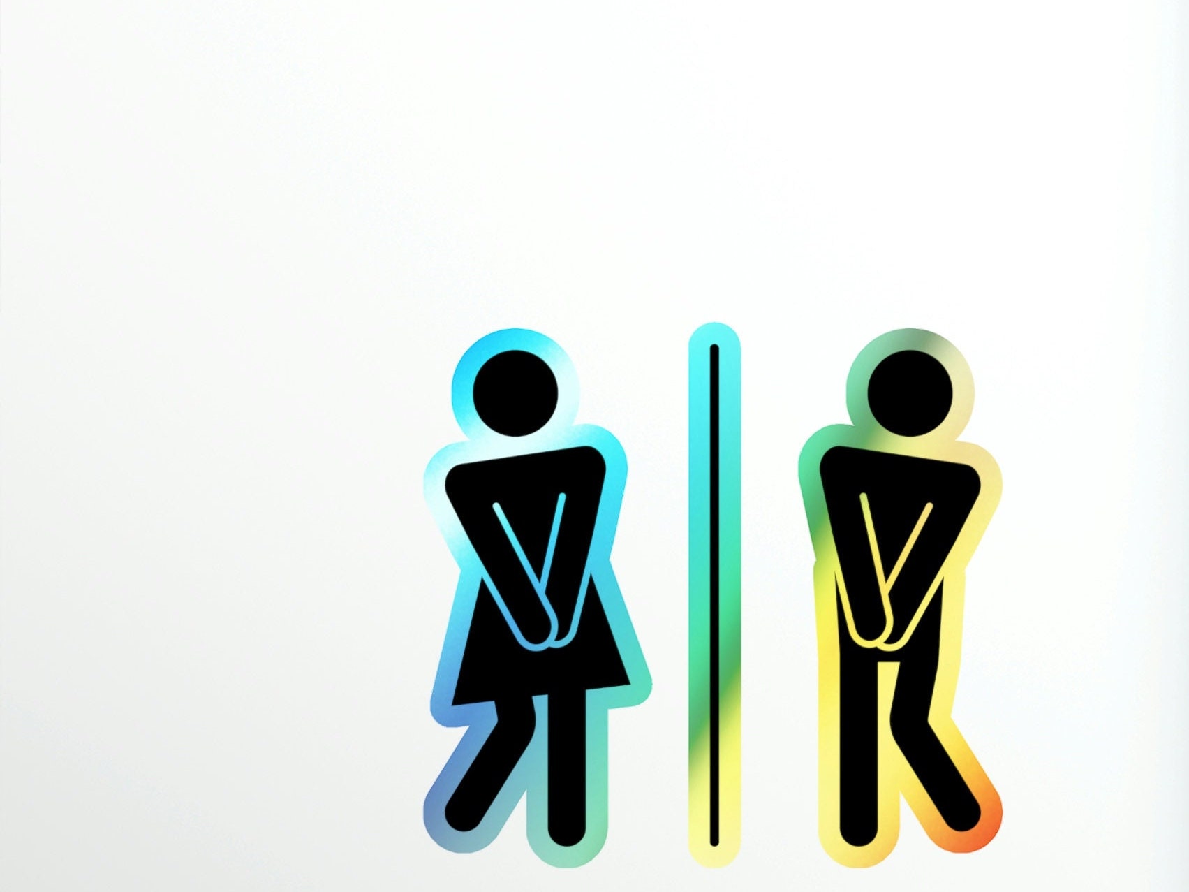 Cute Bathroom Sign, Bathroom Decal, Funny Bathroom Signs, Holographic ...