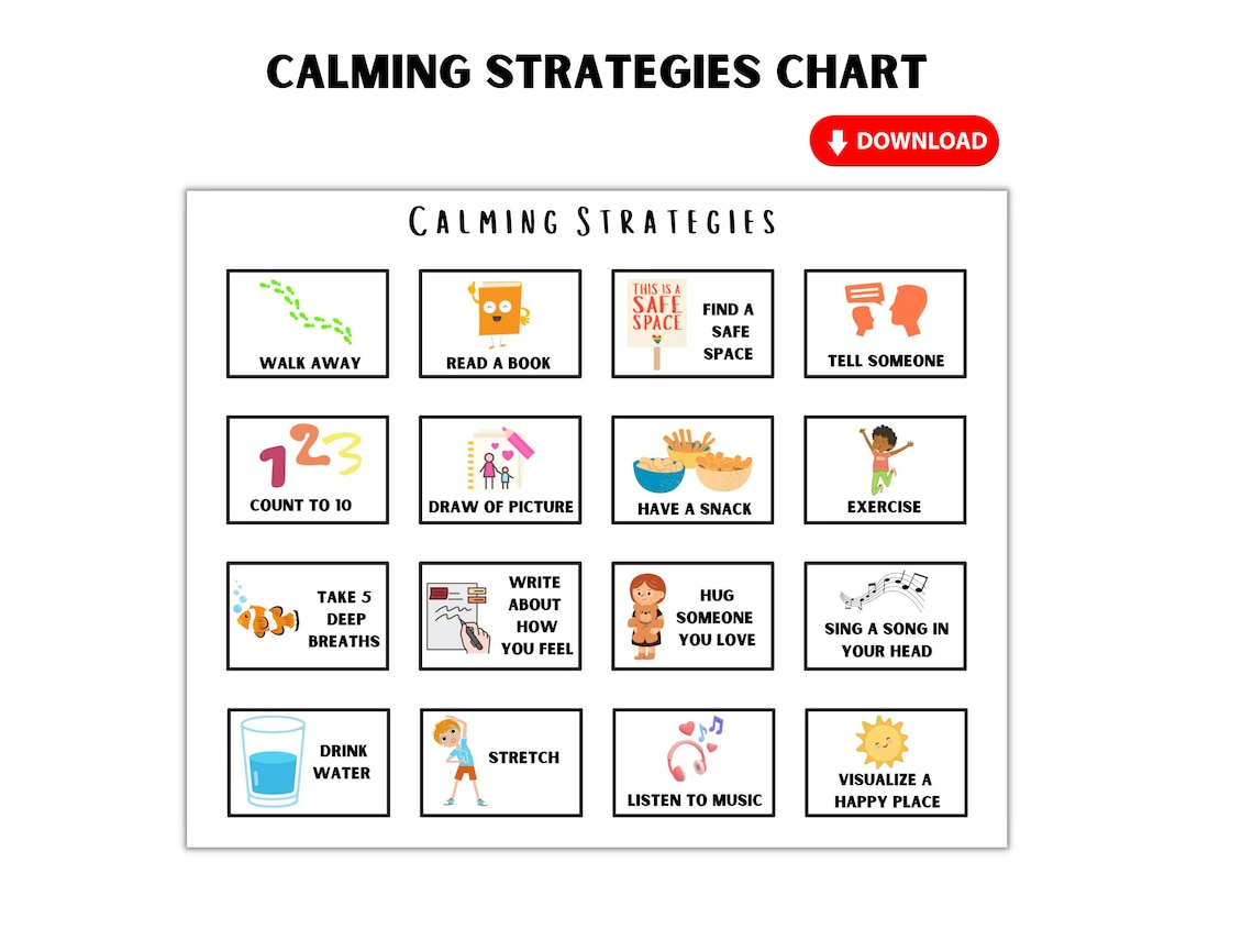 Calm Down Chart, Coping Skills Poster, Calm Down Ideas, Self Regulation ...