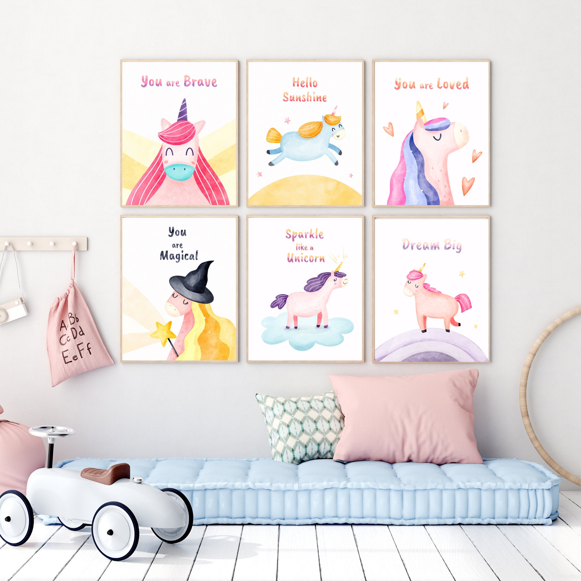 Unicorn Nursery Decor Set of 6 Prints 8x10digital, Unicorn Watercolor ...