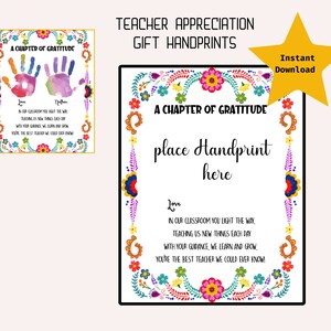 Teacher Appreciation Gift Handprint, Teacher Card Printable, Teacher ...