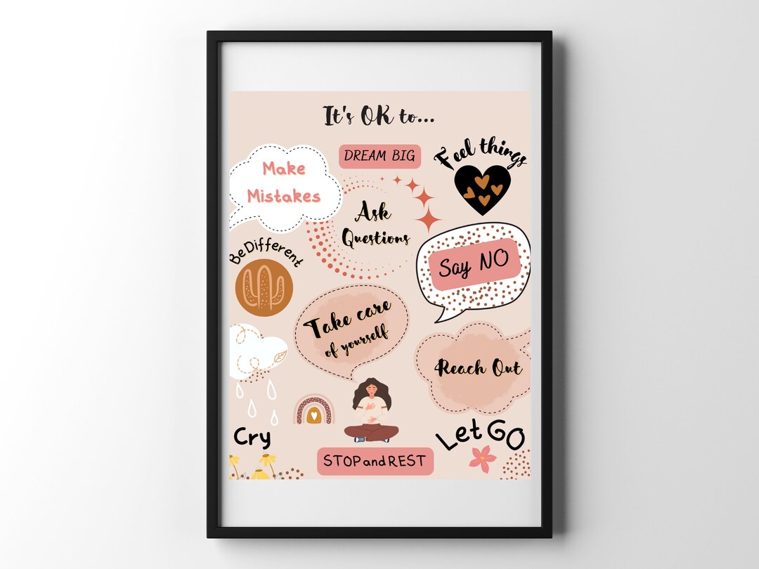 It's Ok to Make Mistakes, Mental Health Wall Art Decor Inspirational ...