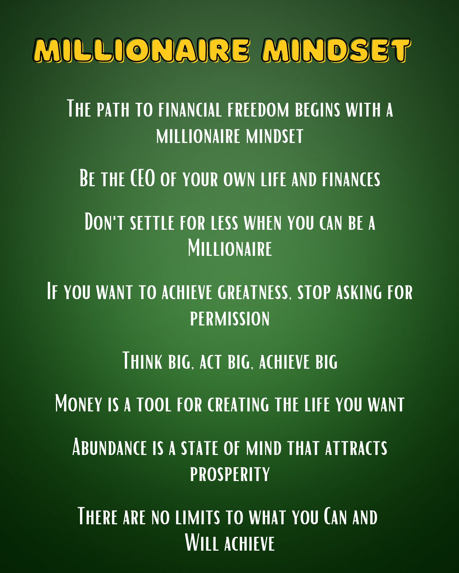 Money Wealth Print, Millionaire Mind Manifesto, Abundance Money ...