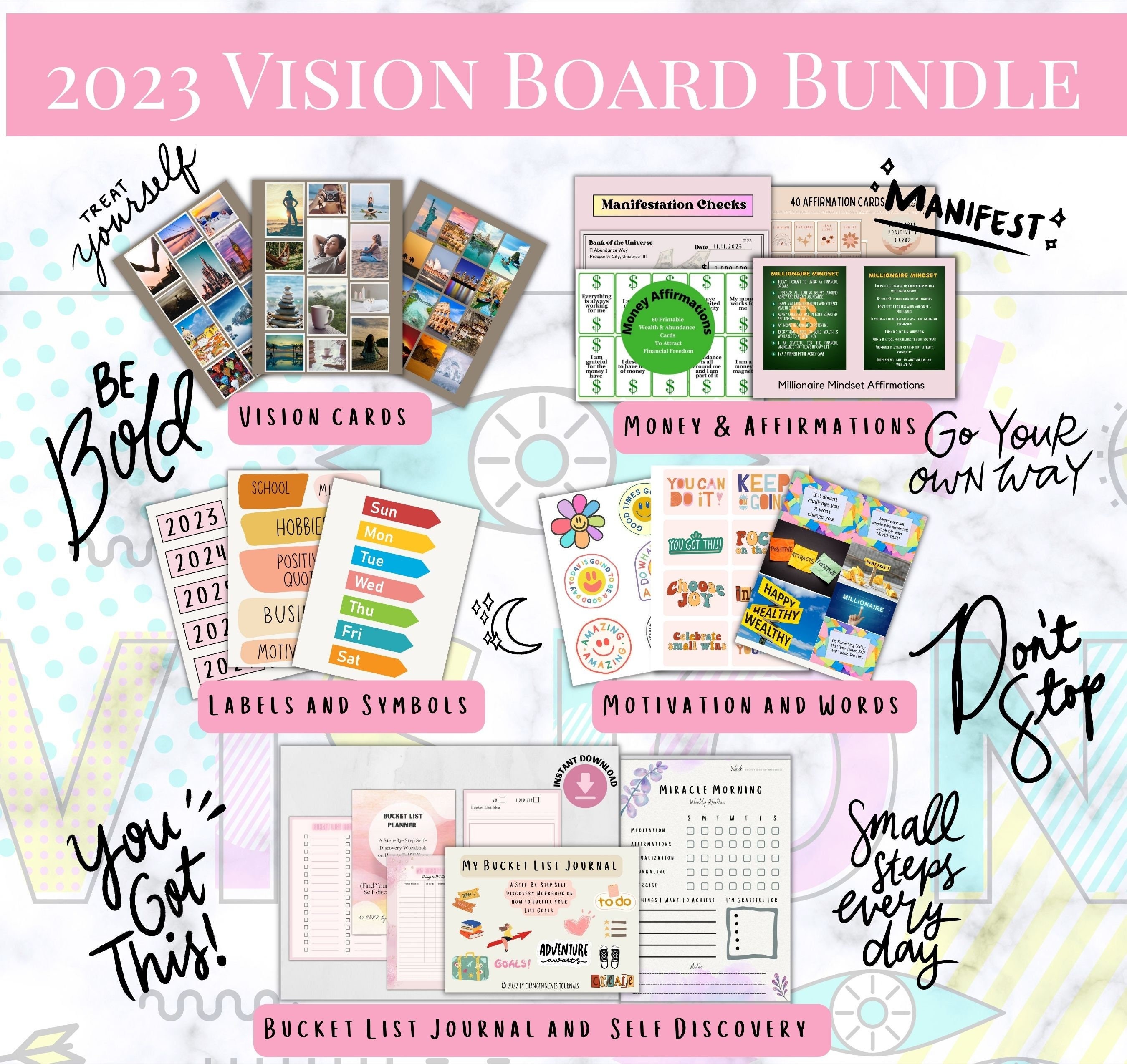 Vision Board Printable, Manifestation Kit, Law of Attraction ...