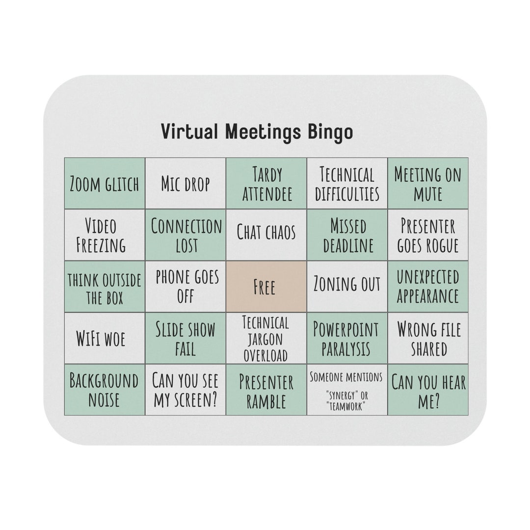 Virtual Meetings Bingo Mouse Pad, Funny Mousepad, Mouse Pad, Bingo ...
