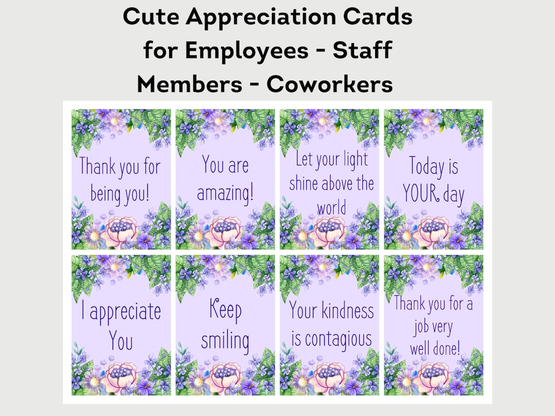 Staff Appreciation Cards, Staff Employee Appreciation Cards, Employee ...
