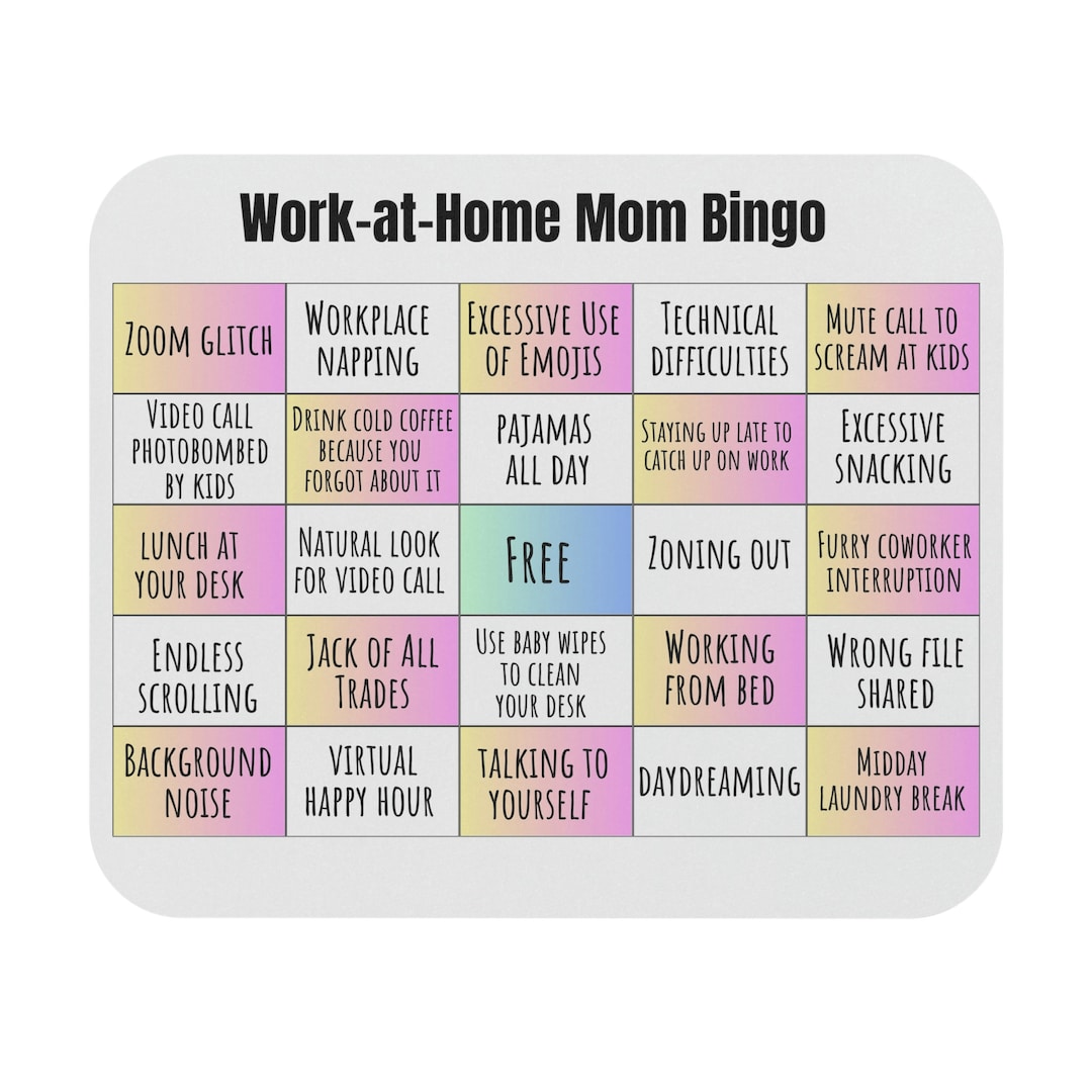 Work From Home Mom BINGO Mouse Pad, Funny Mousepad, Mouse Pad ...