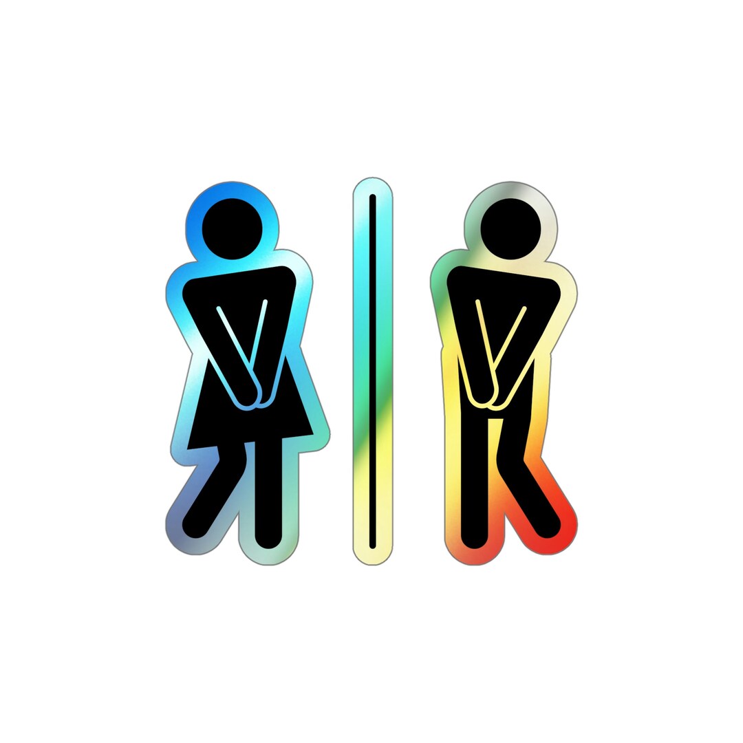 Cute Bathroom Sign, Bathroom Decal, Funny Bathroom Signs, Holographic ...