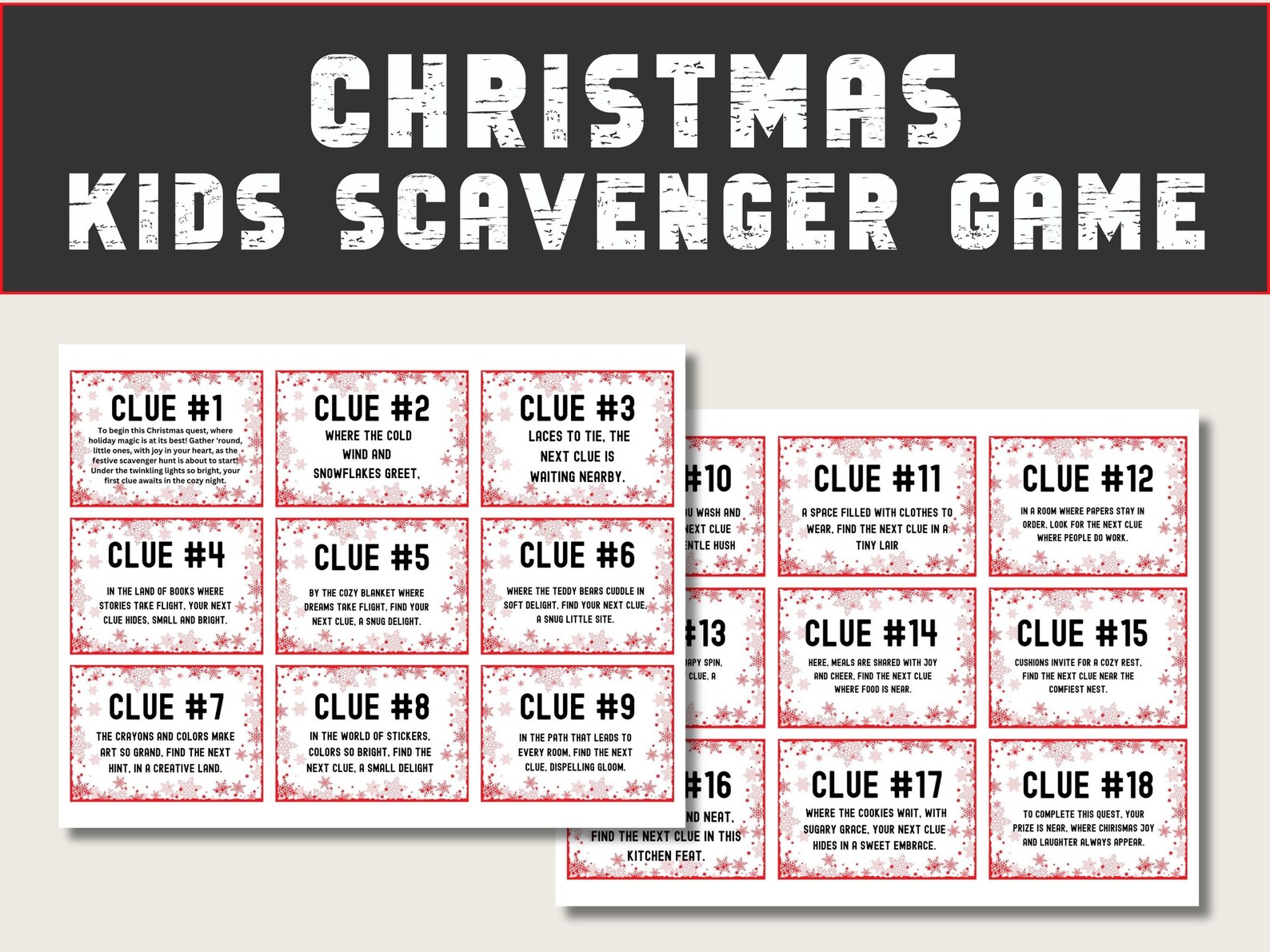 Kids Scavenger Hunt, Indoor Christmas Scavenger Hunt, Christmas ...