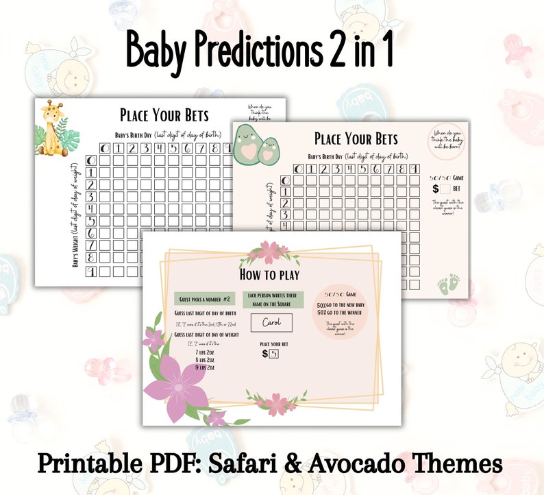Fun Baby Shower Game, Baby Due Date, Guess Baby Birth Date Calendar ...