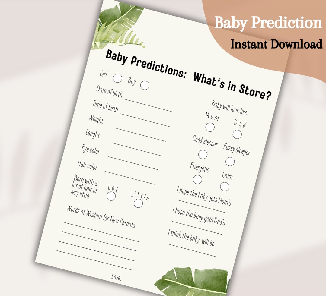 Baby Prediction, Baby Shower Games, Baby Shower, Printable Games, Baby ...