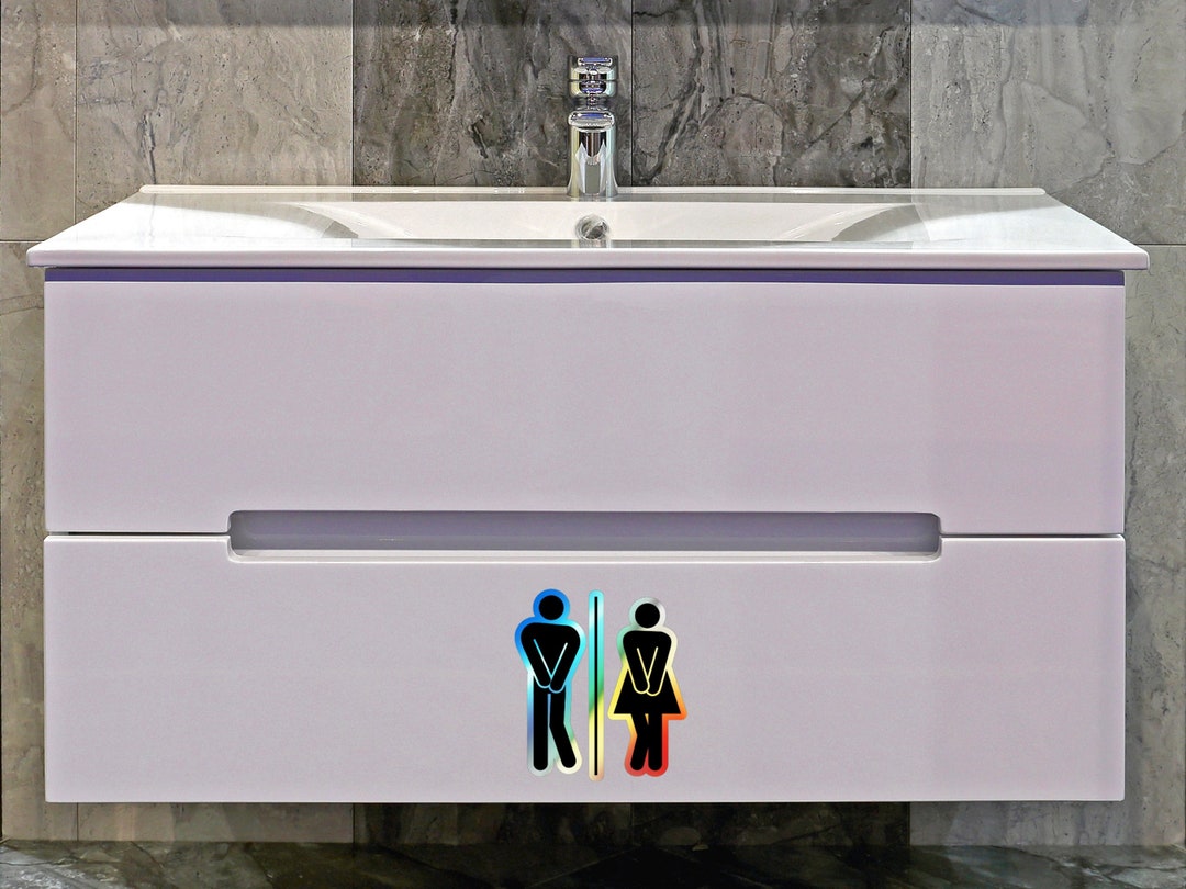 Funny Bathroom Sign, Bathroom Decal, Funny Bathroom Signs, Holographic ...