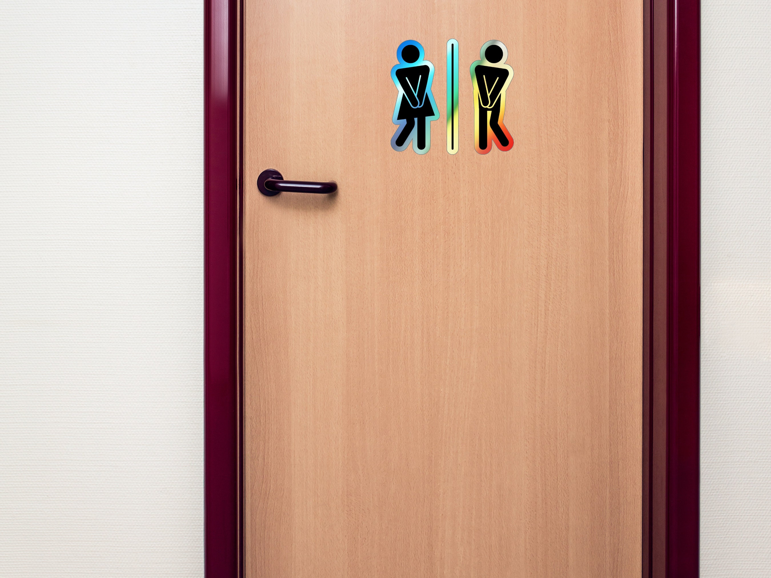 Cute Bathroom Sign, Bathroom Decal, Funny Bathroom Signs, Holographic ...