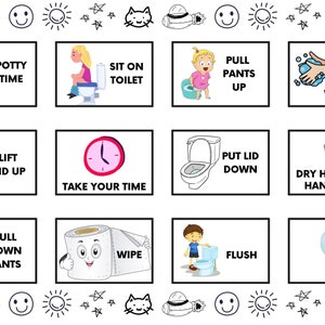 Potty Training Chart, Bathroom Routine Chart, Habit Training Printable ...