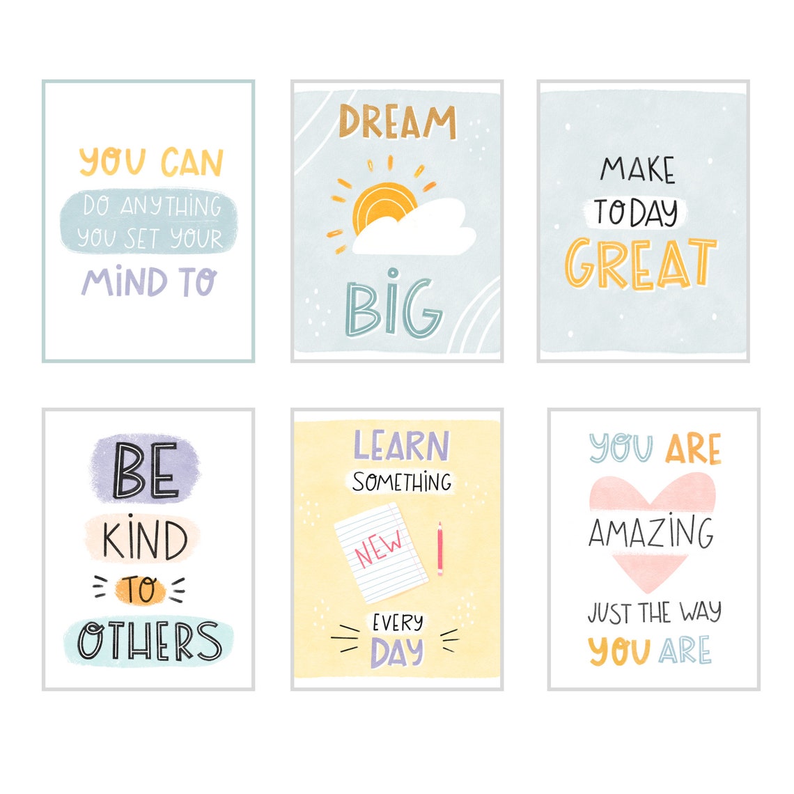 Kids Playroom Inspirational Art Wall Decor Set of 6 Prints - Etsy