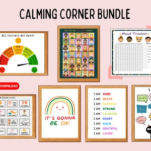 Calming Corner Wall Art, Calming Corner Chart Bundle, Self Regulation ...