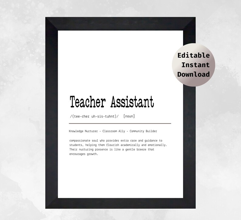 Editable School Teacher Assistant Poster L Printable, Teacher Assistant ...