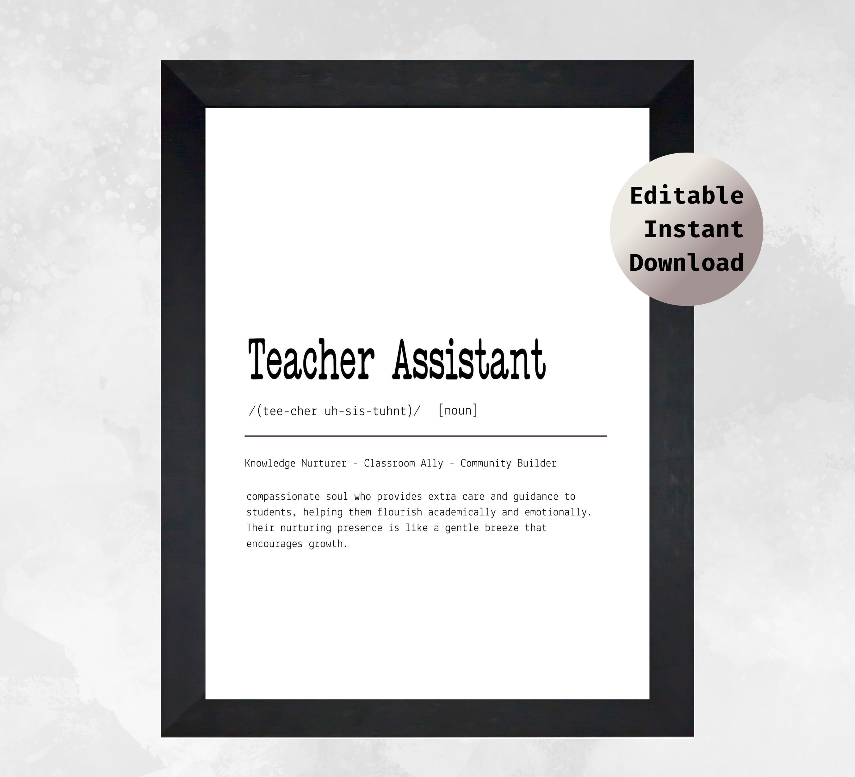 Editable School Teacher Assistant Poster L Printable Teacher - Etsy