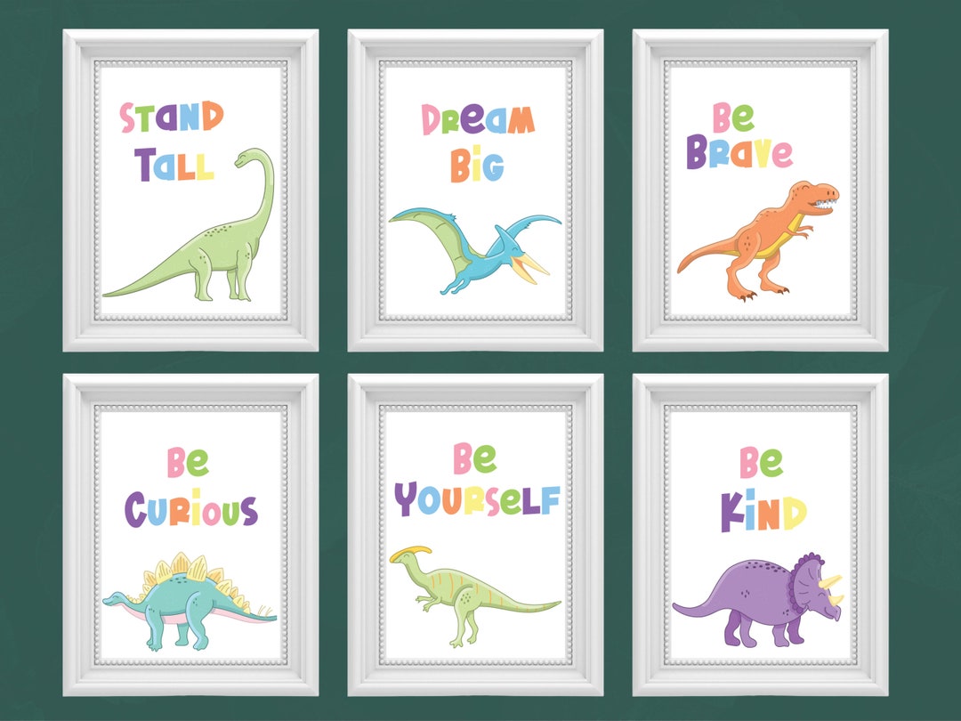 Dinosaur Decor, Set of 6 Digital Prints, Dinosaur Wall Art for Kid Room ...