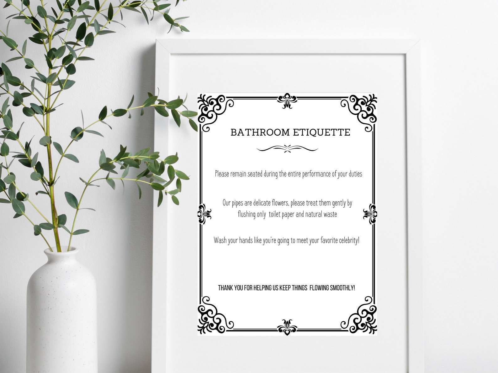 Bathroom Sign, Printable Bathroom Sign, Bathroom Poster, Washroom Rules ...