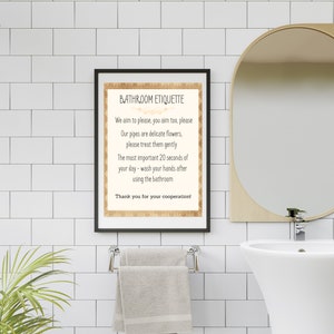 Bathroom Sign, Printable Bathroom Sign, Bathroom Poster, Washroom Rules ...