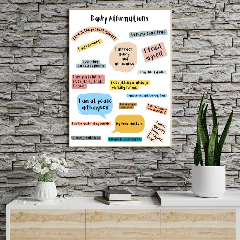 Daily Affirmations Poster Printable, Motivational Poster Growth Mindset ...