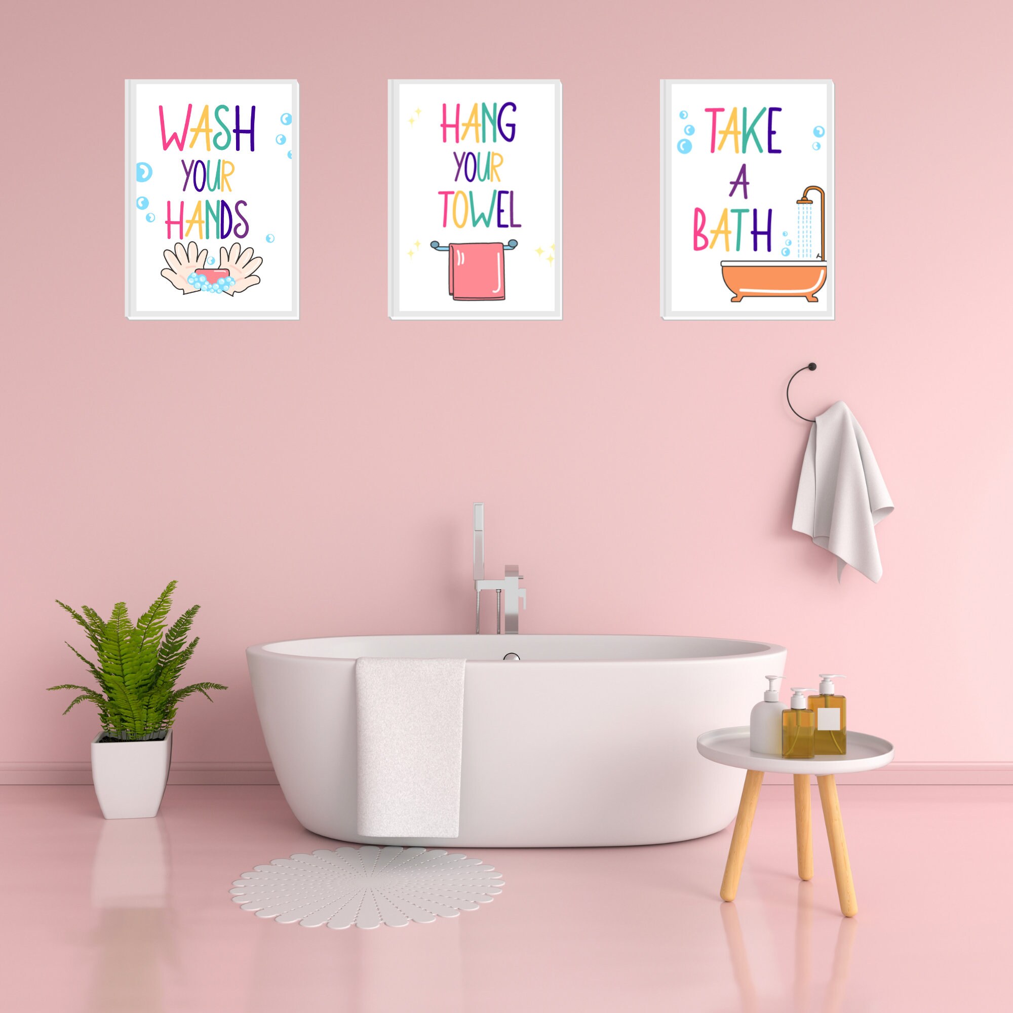 Bathroom Kids Wall Art Prints Set of 6 unframed Wall Art Decor Kids ...
