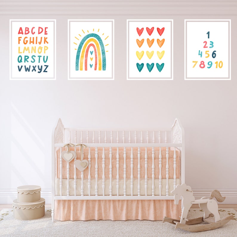 Kids Wall Art Playroom Decor Alphabet Numbers Shapes - Etsy