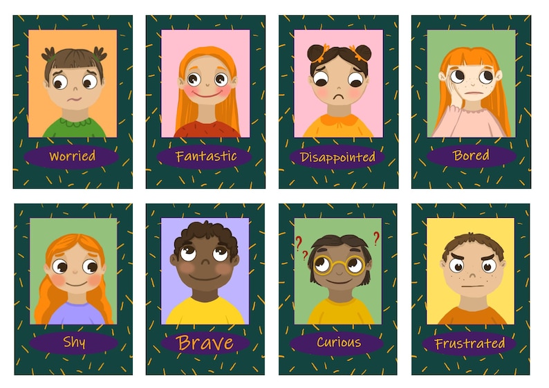 Feelings Flash Cards Emotions Cards Feelings Cards Self - Etsy