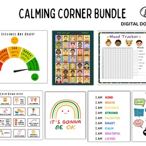 Calming Corner Wall Art, Calming Corner Chart Bundle, Self Regulation ...