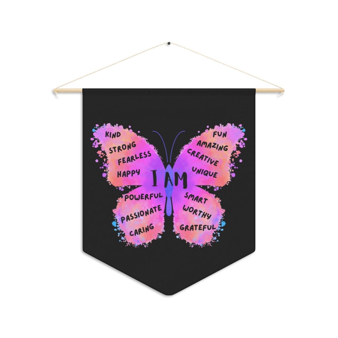 Butterfly Pennant, Butterfly Wall Art, Affirmations Banner ...