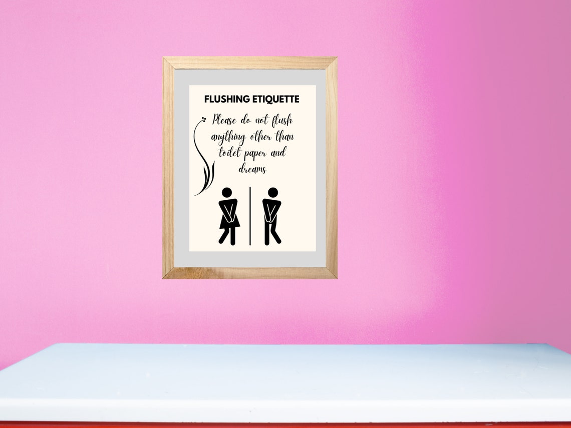 Bathroom Sign, Printable Bathroom Sign, Bathroom Poster, Washroom Rules ...