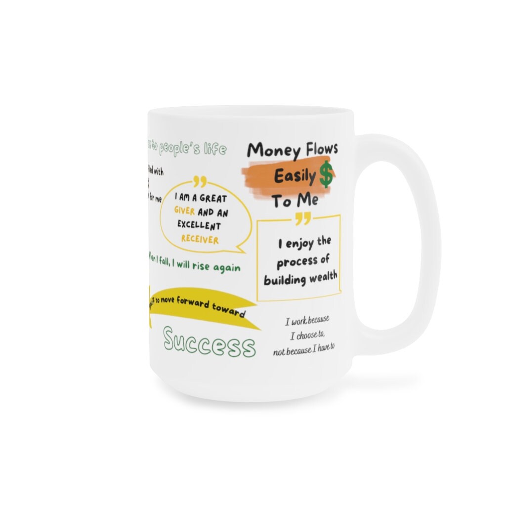 Manifesting Affirmations Mug, Millionaire Mindset Mug, Motivational ...