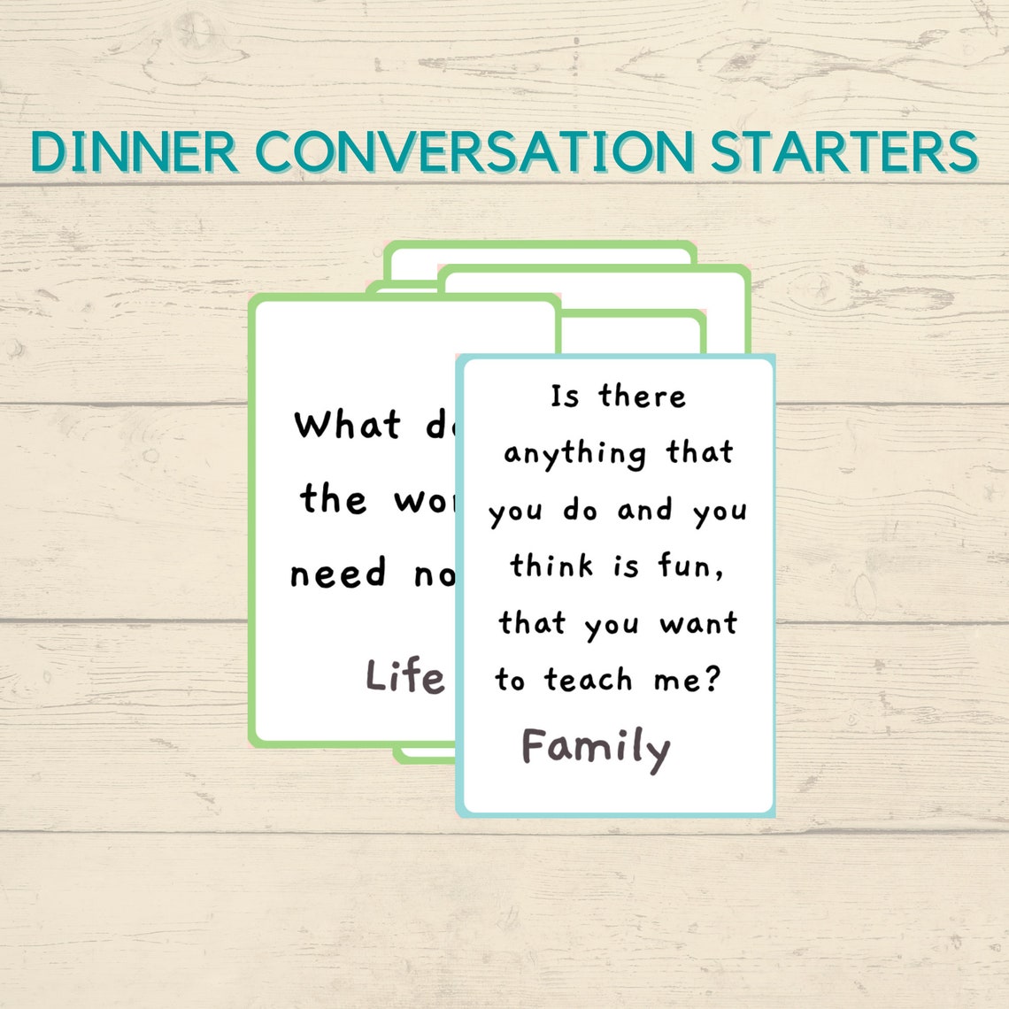 Family Dinner Conversation Cards, Family Games, Questions for Kids ...