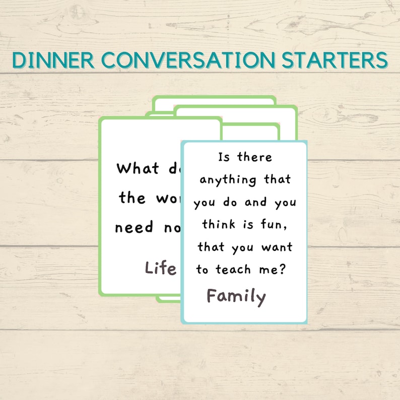Conversation Cards for Kids, Family Dinner Conversation Starter, Family ...