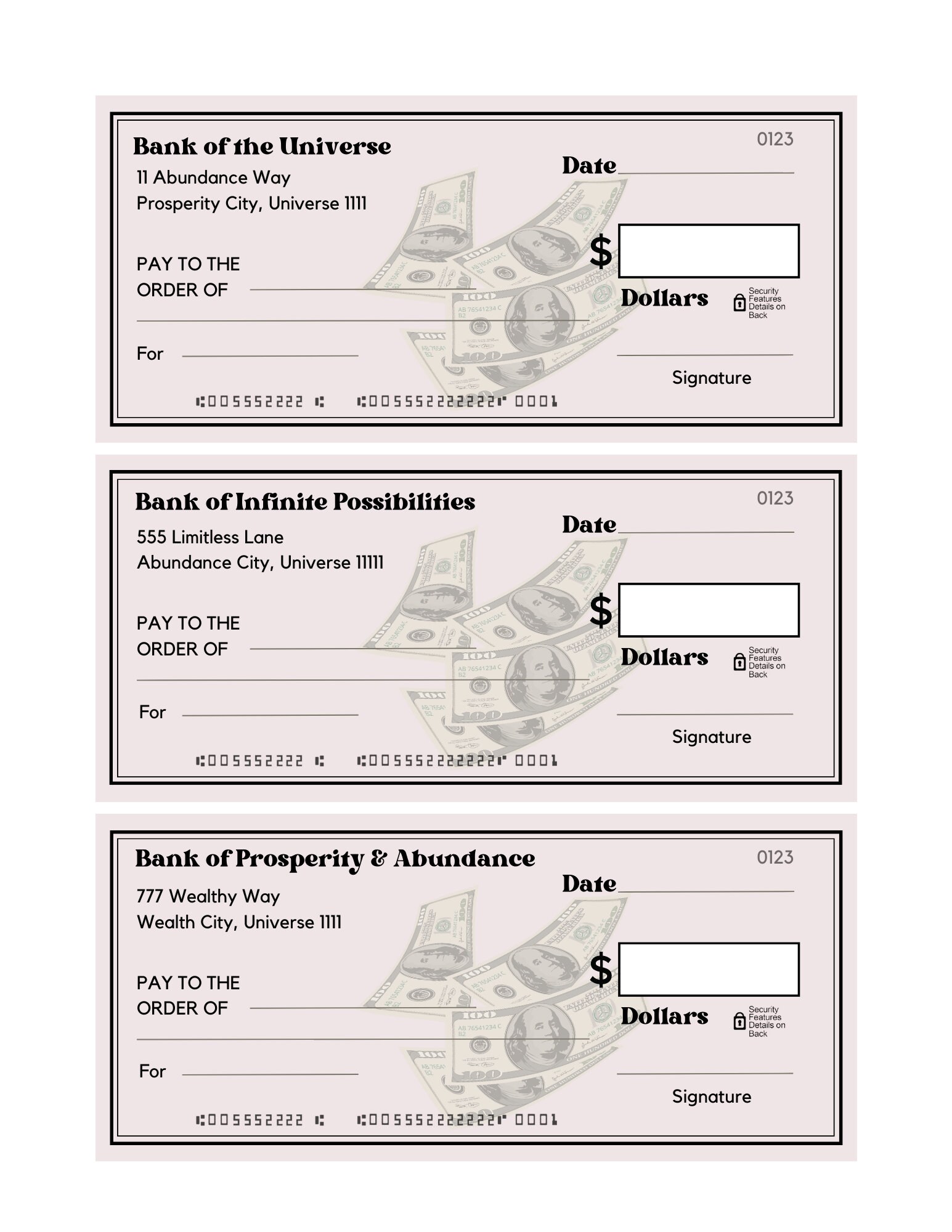 Editable Manifestation Checks, Vision Board Checks, Law of Attraction ...