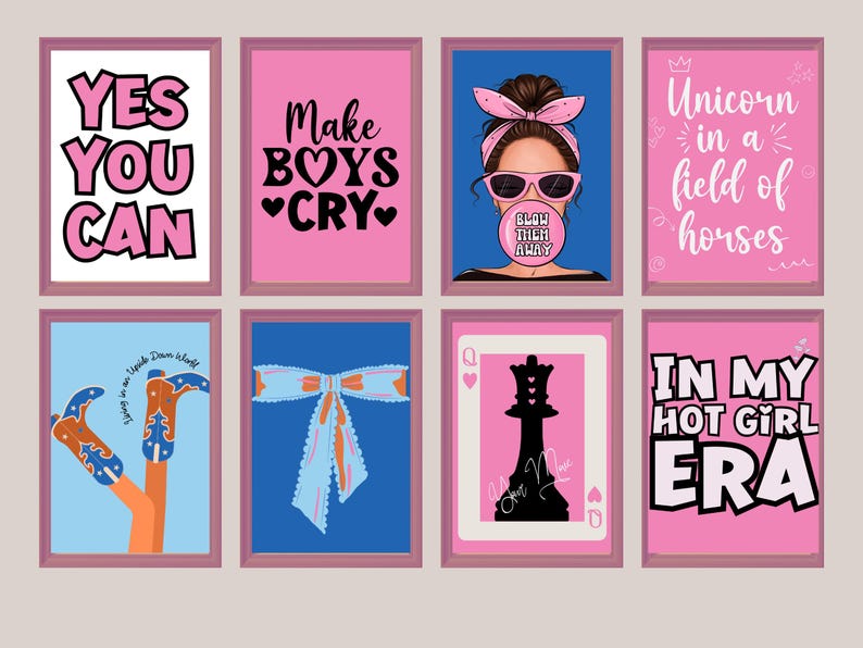 Coquette Room Wall Art Set of 18 Pink Preppy Room Decor Aesthetic ...
