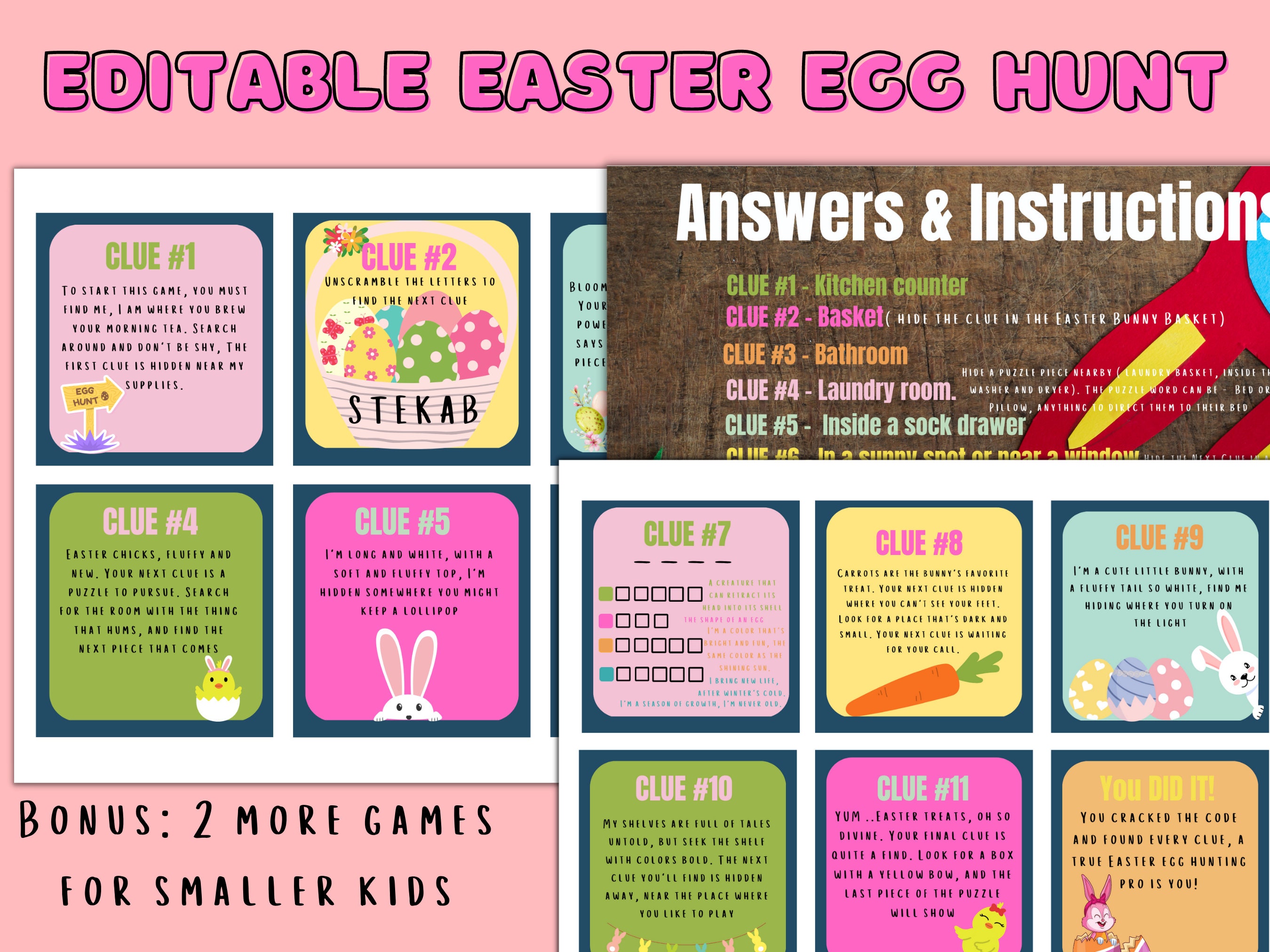 Editable Easter Scavenger Hunt, Indoor Easter Scavenger Hunt, Easter ...