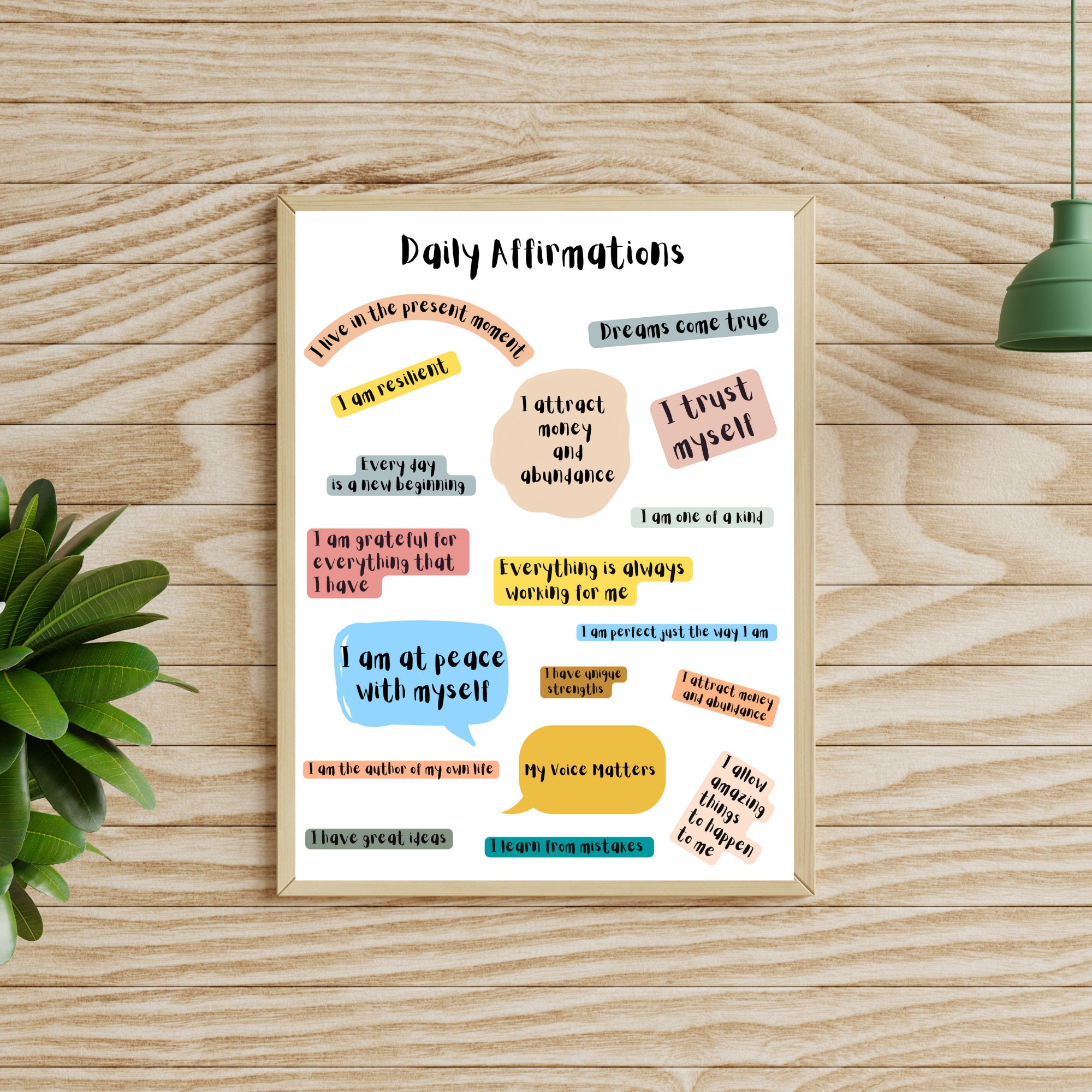 Daily Affirmations Poster Printable, Motivational Poster Growth Mindset ...