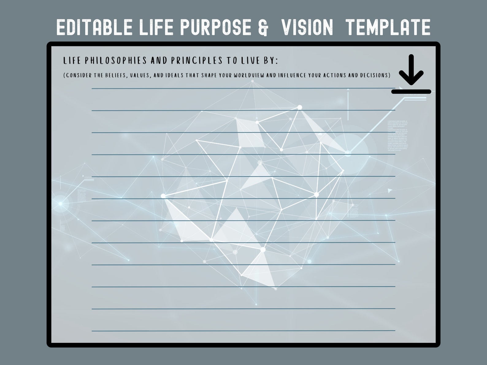 Editable Life Planner Vision Template, Life Purpose Chart, Life Vision ...