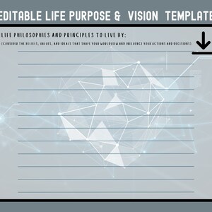 Editable Life Planner Vision Template, Life Purpose Chart, Life Vision ...