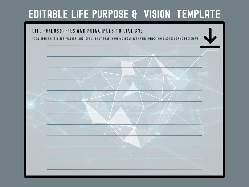 Editable Life Planner Vision Template, Life Purpose Chart, Life Vision ...